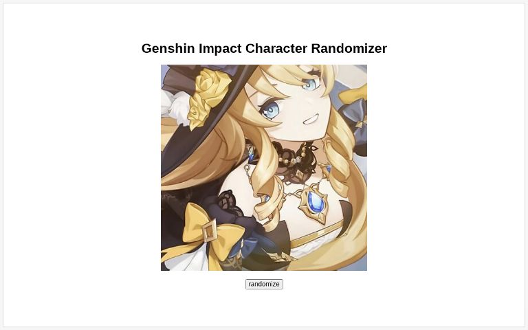 Genshin Impact Character Randomizer ― Perchance Generator