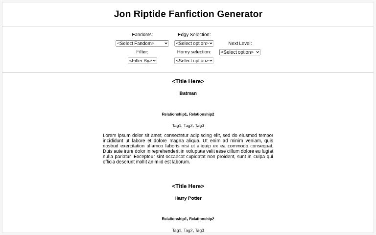 Jon Riptide Fanfiction Generator
