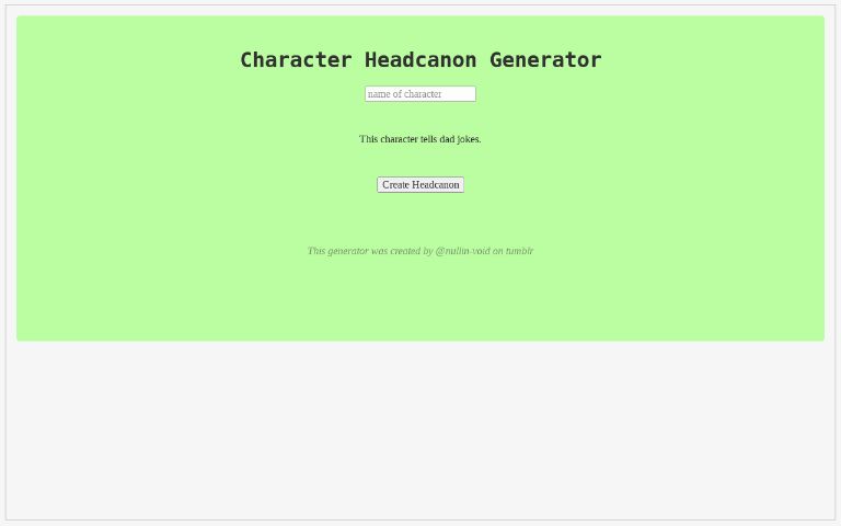 Character Headcanon Generator