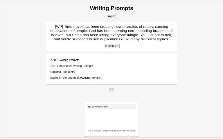 Writing Prompts ― Perchance Generator