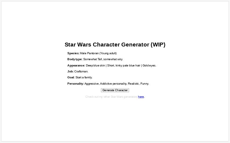 Star Wars Character Generator (WIP)