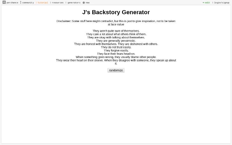 J's Backstory Generator
