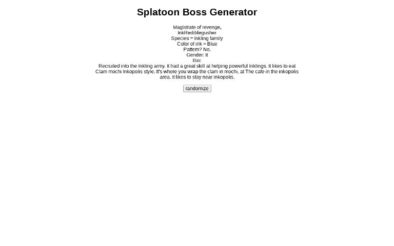 Splatoon Boss Generator