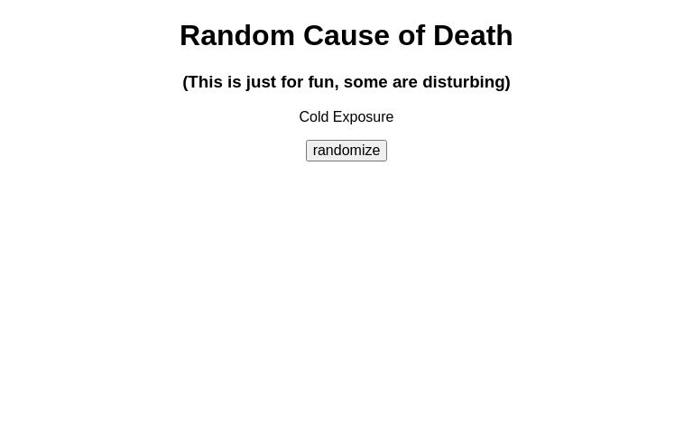 Random Cause of Death ― Perchance Generator