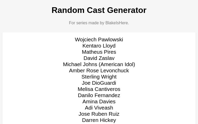 Random Cast Generator