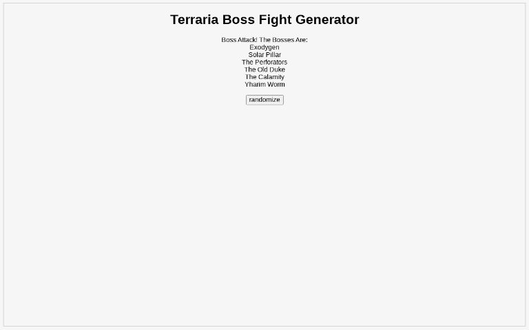Terraria Boss Fight Generator