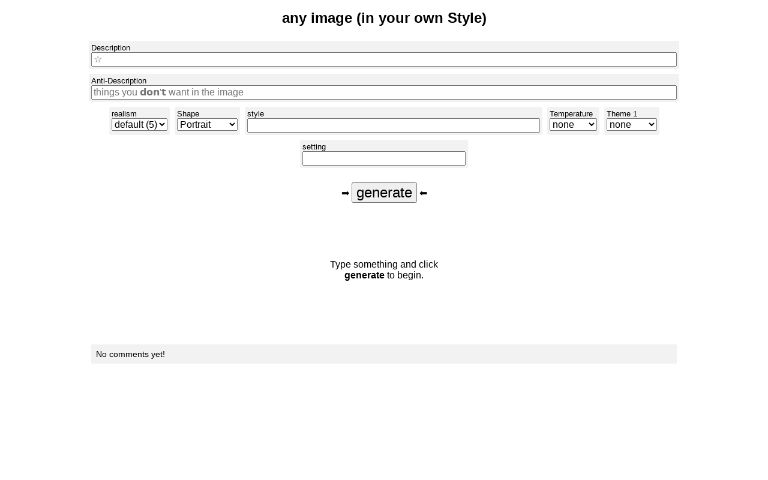 any image (in your own Style) ― Perchance Generator