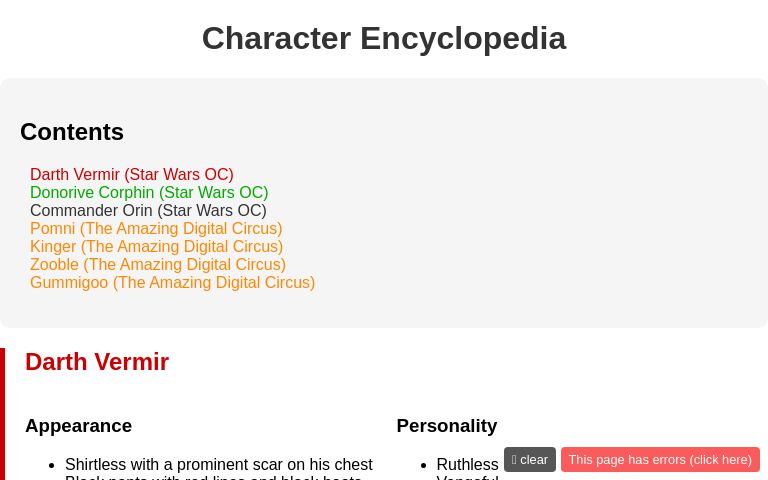 Character Encyclopedia ― Perchance Generator