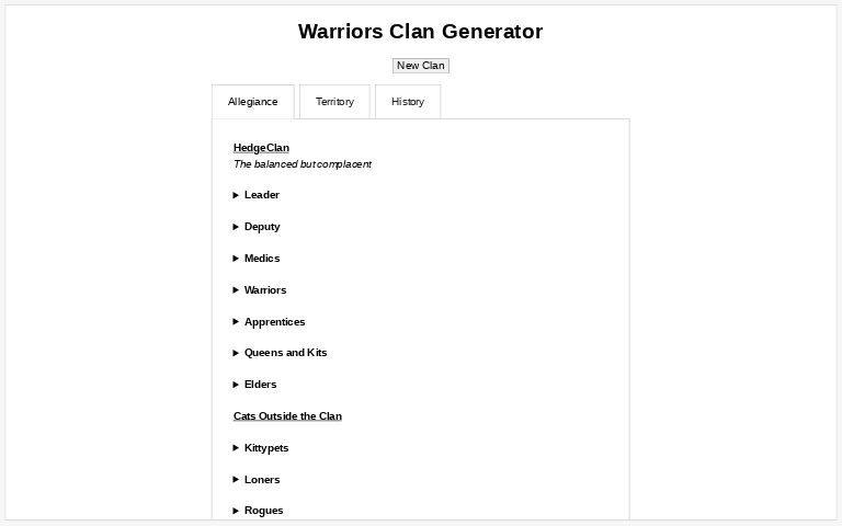 Warriors Clan Generator
