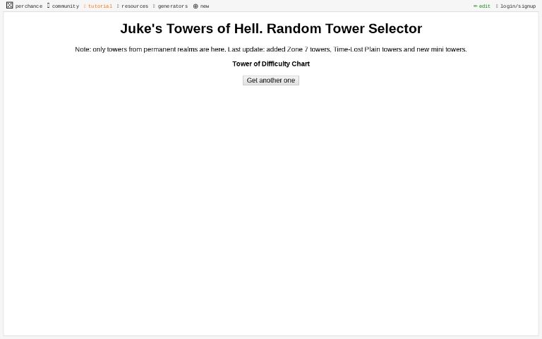 Juke's Towers of Hell. Random Tower Selector ― Perchance Generator