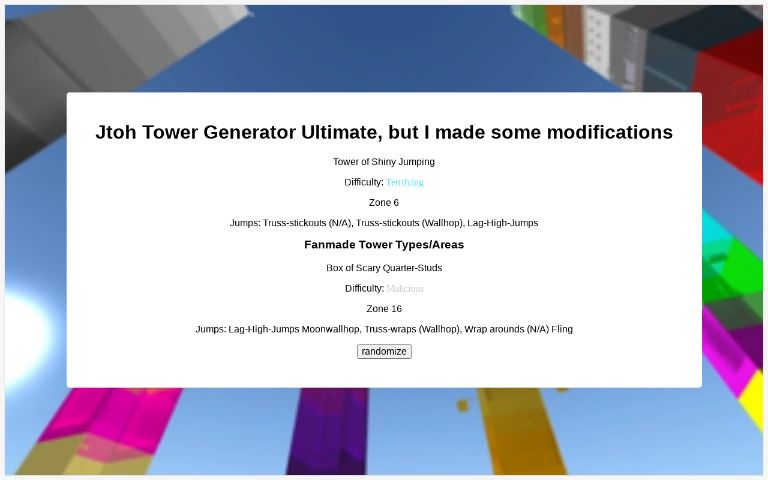 Jtoh Tower Generator Ultimate, but I made some modifications