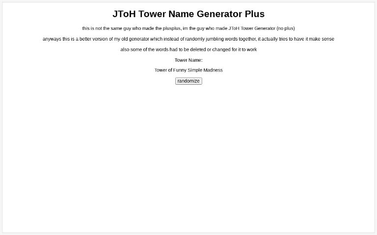 JToH Tower Name Generator Plus