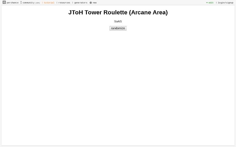 JToH Tower Roulette (Arcane Area) ― Perchance Generator