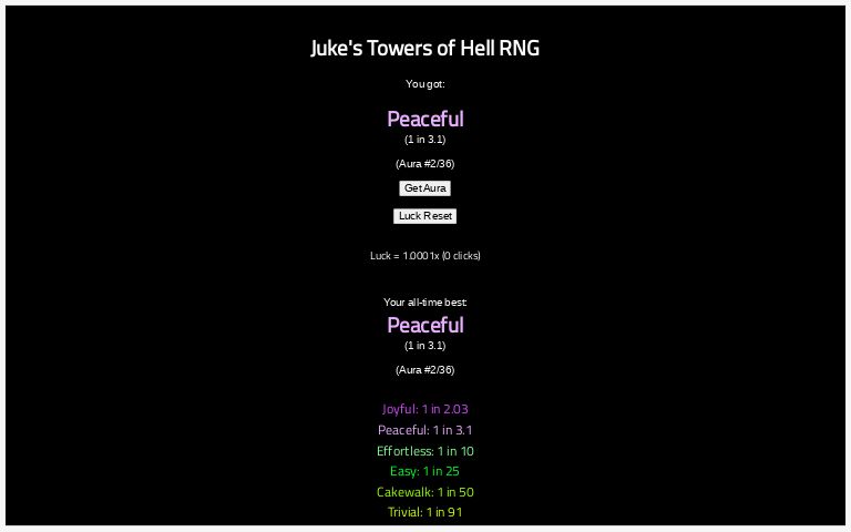 Juke's Towers of Hell RNG ― Perchance Generator