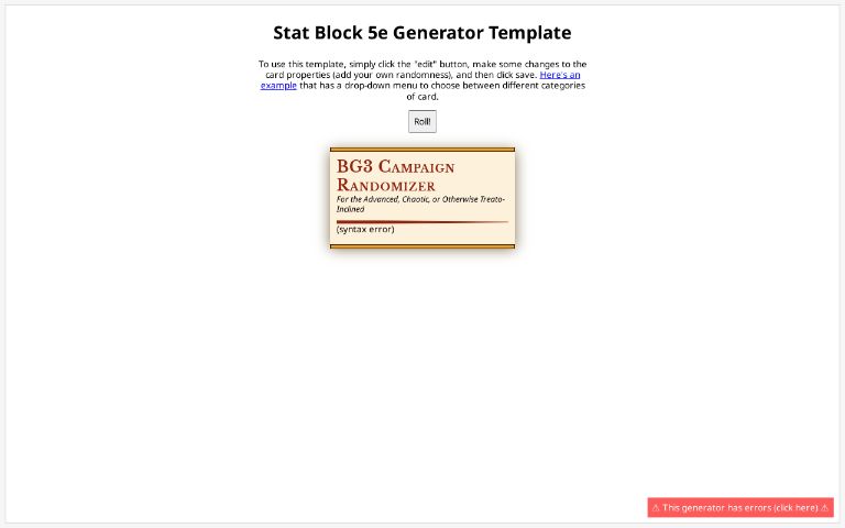 Stat Block 5e Generator Template