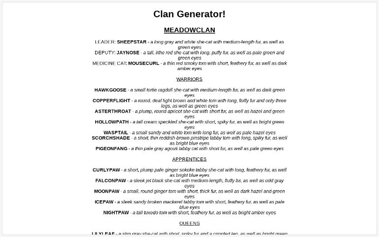 Clan Generator!