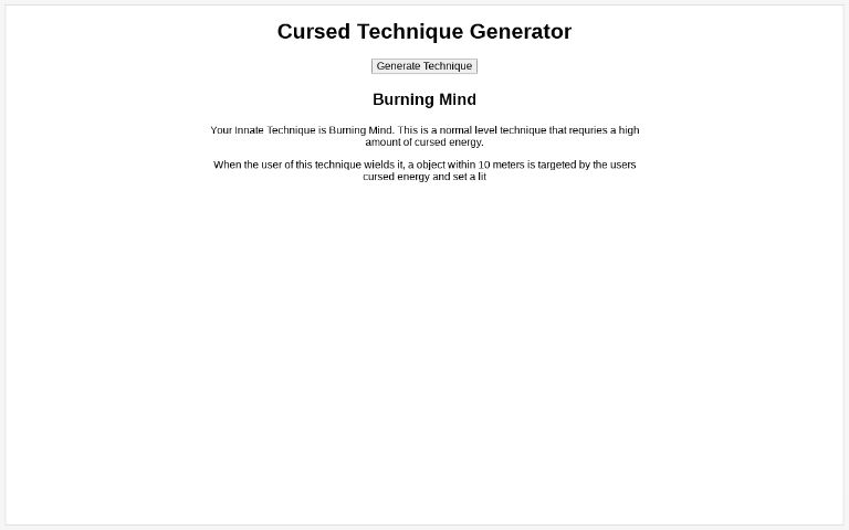 Cursed Technique Generator