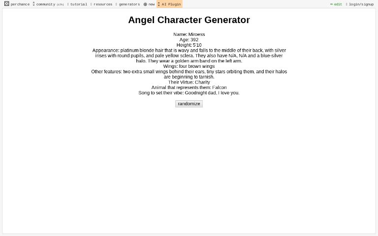 Angel Character Generator