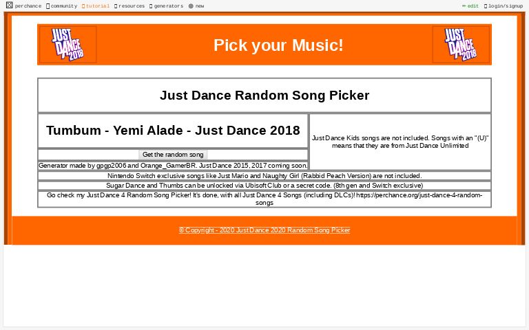 Pick your Music! ― Perchance Generator