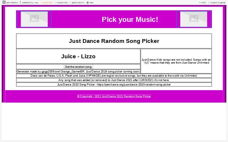 Pick your Music! ― Perchance Generator
