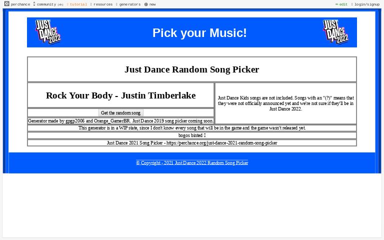 Pick your Music! ― Perchance Generator