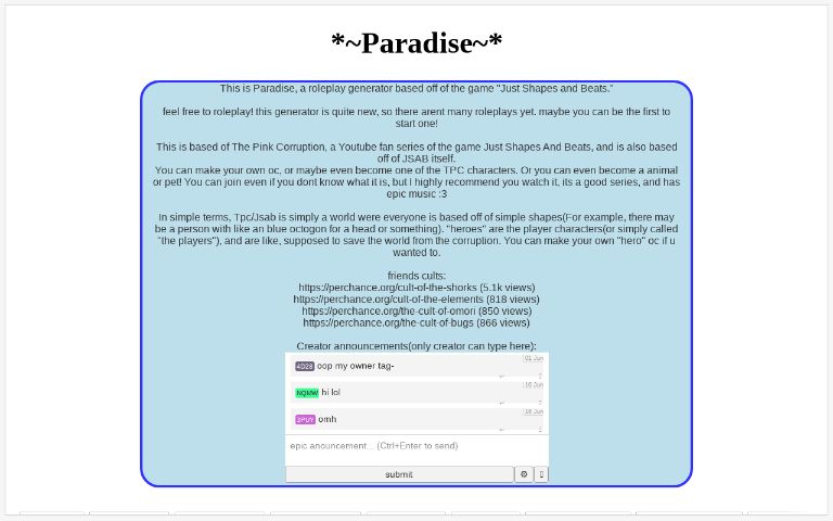 *~Paradise~* ― Perchance Generator