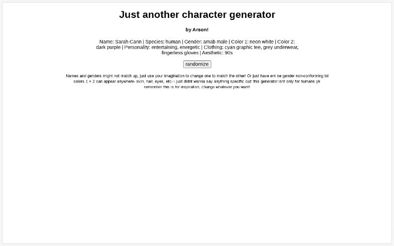 Just another character generator