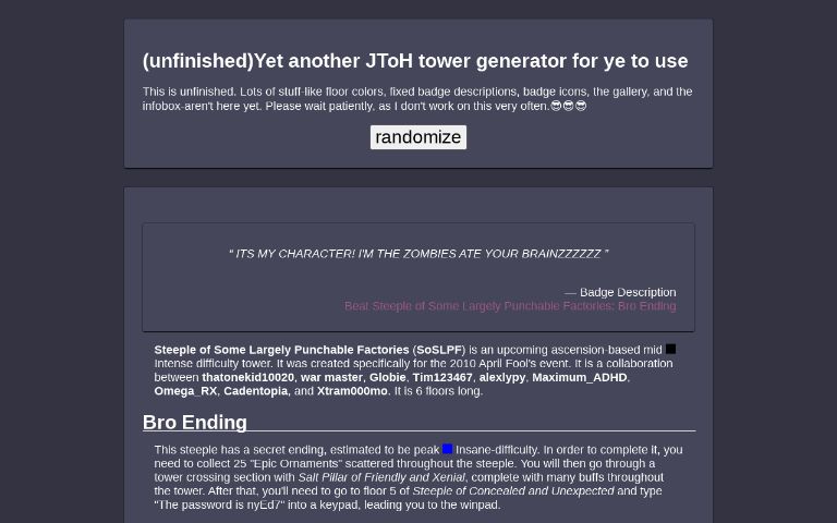 (unfinished)Yet another JToH tower generator for ye to use