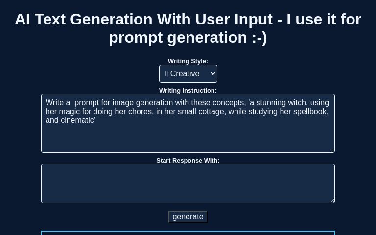 AI Text Generation With User Input - I use it for prompt generation :-)