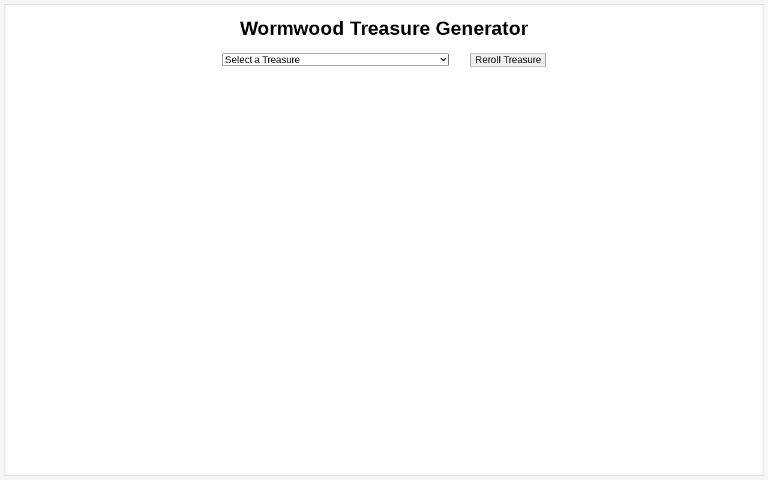 Wormwood Treasure Generator