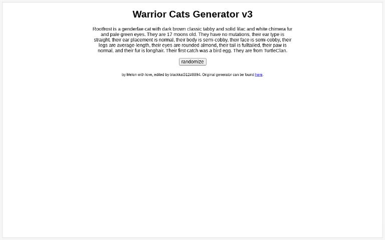 Warrior Cats Generator v3