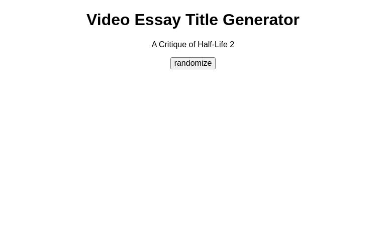 Video Essay Title Generator