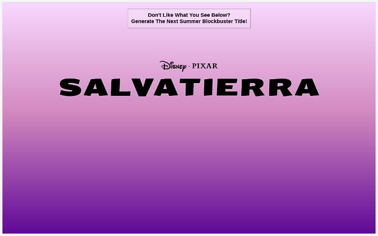 Disney Pixar Movie Titles ― Perchance Generator