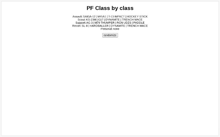 PF Class by class ― Perchance Generator