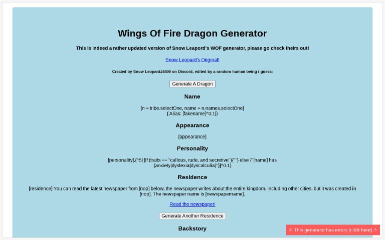 Wings Of Fire Dragon Generator