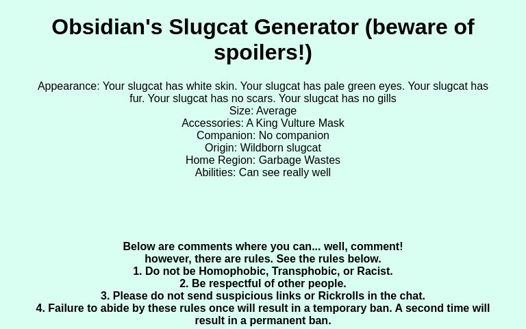 Obsidian's Slugcat Generator (beware of spoilers!)