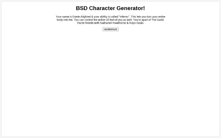 BSD Character Generator!