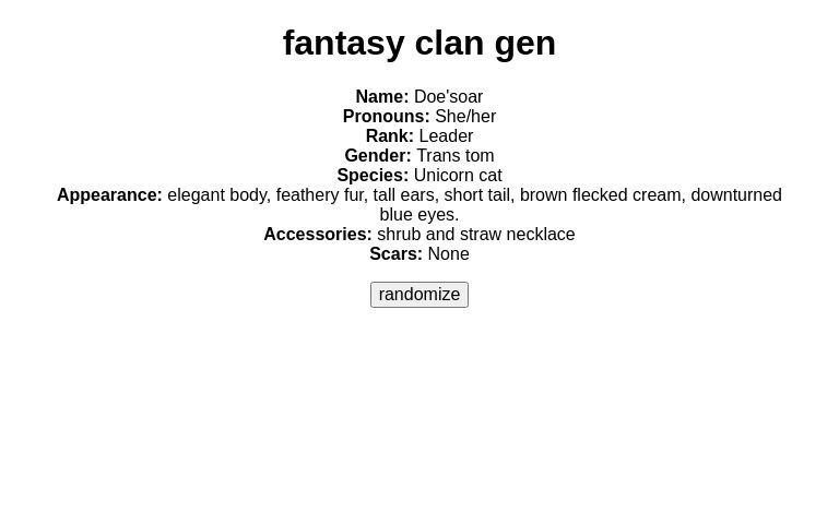 fantasy clan gen