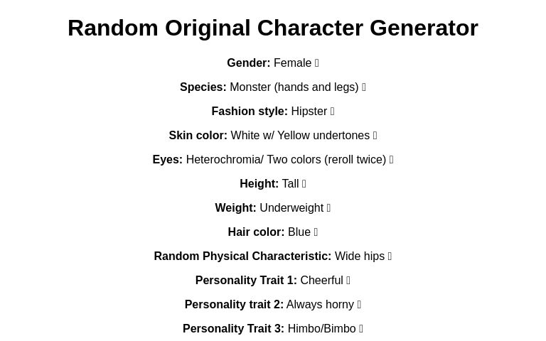 Random Original Character Generator