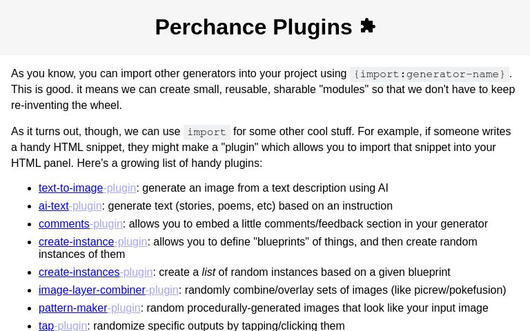 Perchance Plugins ― Perchance Generator