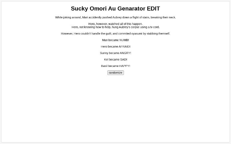 Sucky Omori Au Genarator EDIT ― Perchance Generator