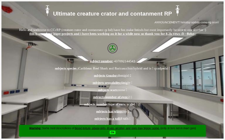Ultimate creature Contanment facility ― Perchance Generator