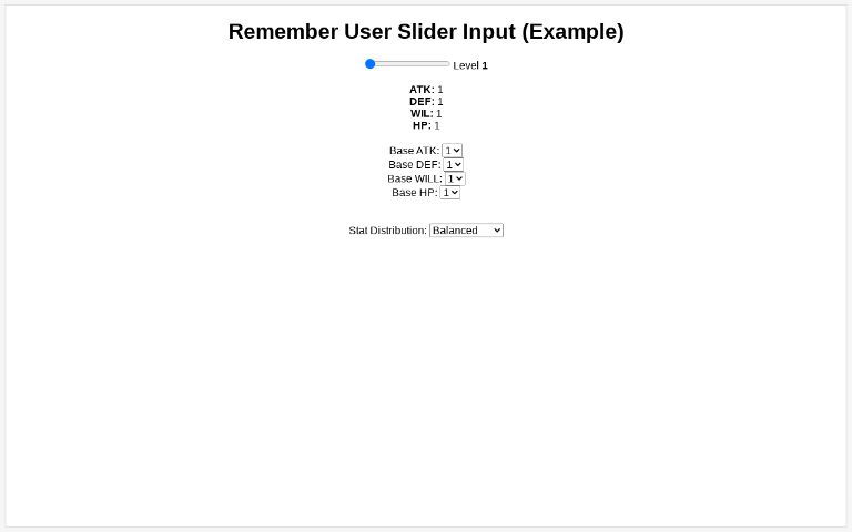 Remember User Slider Input (Example) ― Perchance Generator