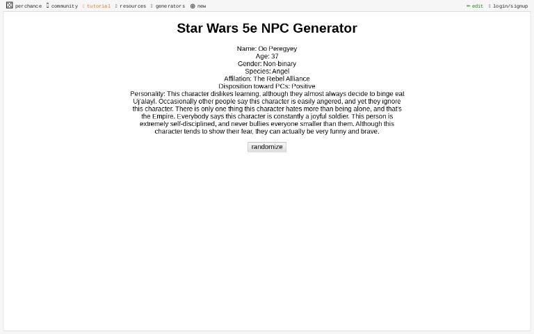 Star Wars 5e NPC Generator