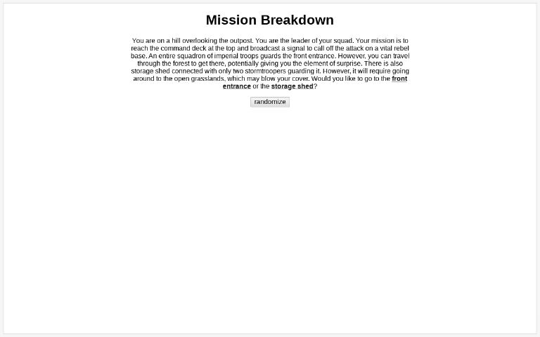 Mission Breakdown ― Perchance Generator