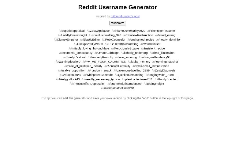 Reddit Username Generator