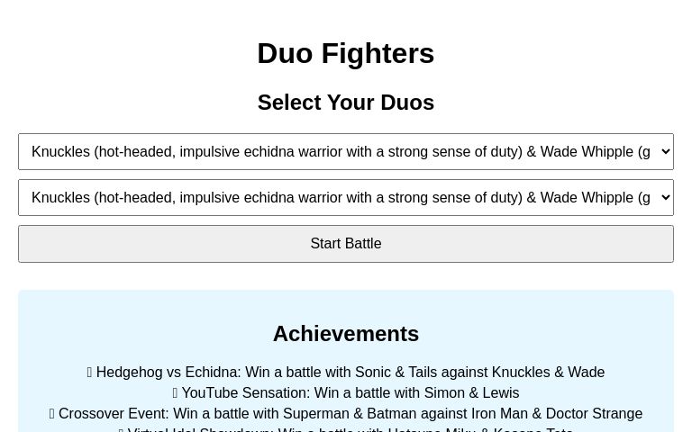 Duo Fighters ― Perchance Generator