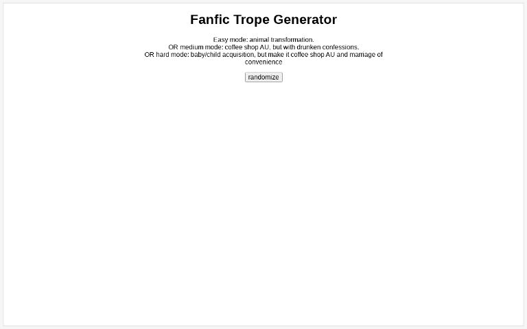 Fanfic Trope Generator