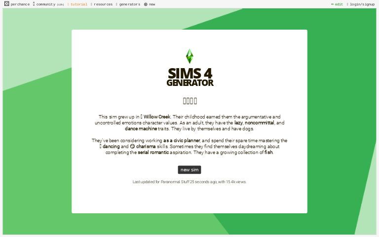 Sims 4 ― Perchance Generator