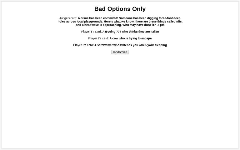 Bad Options Only ― Perchance Generator
